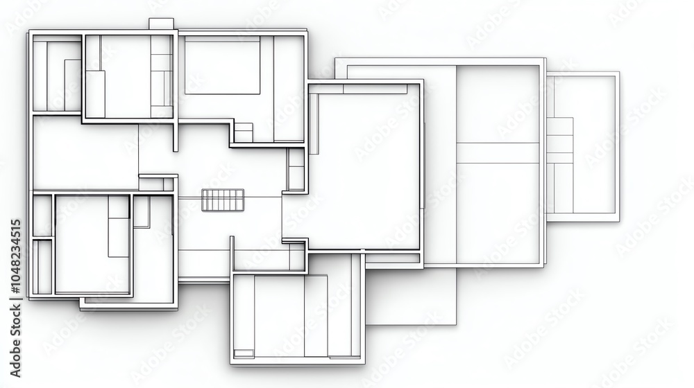 Architectural blueprint of a modern building showing floor plan details ...
