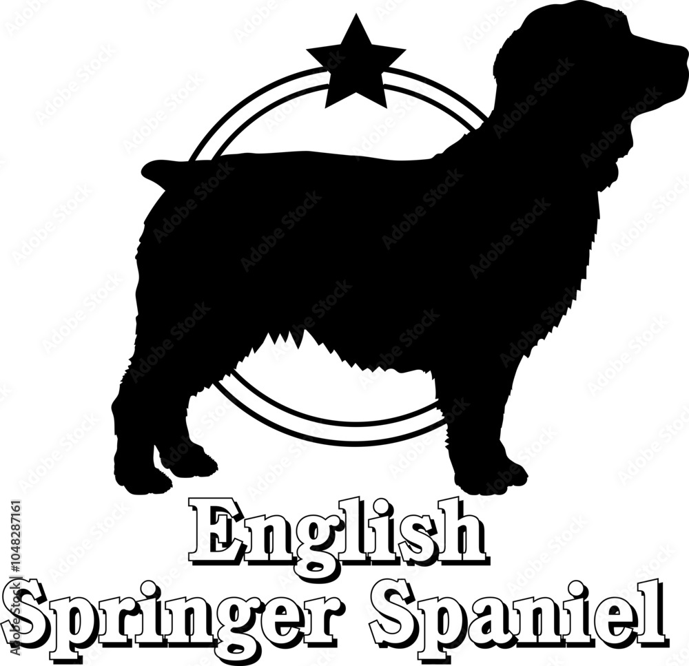 English Springer Spaniel. dog silhouette, dog, dog breeds, logo, vector ...