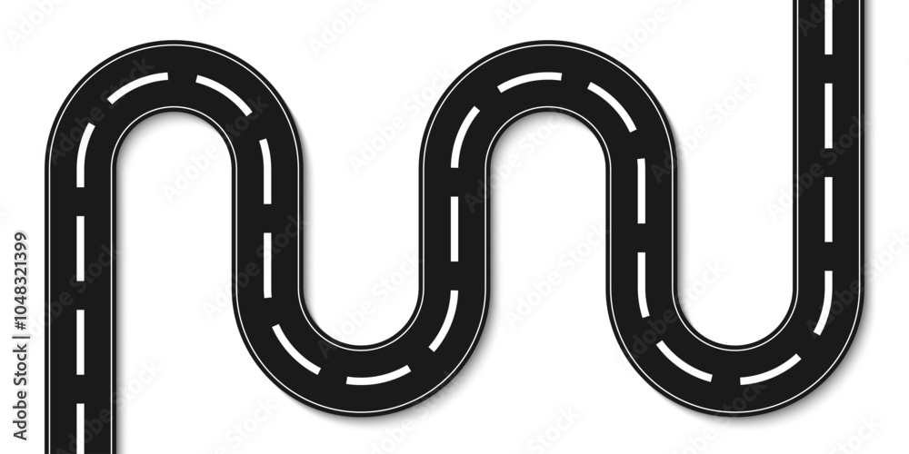 Top view on a curved highway road map. Roadmap diagram, Vector ...