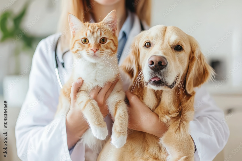 veterinarian holds cat and dog, showcasing bond between pets and their ...