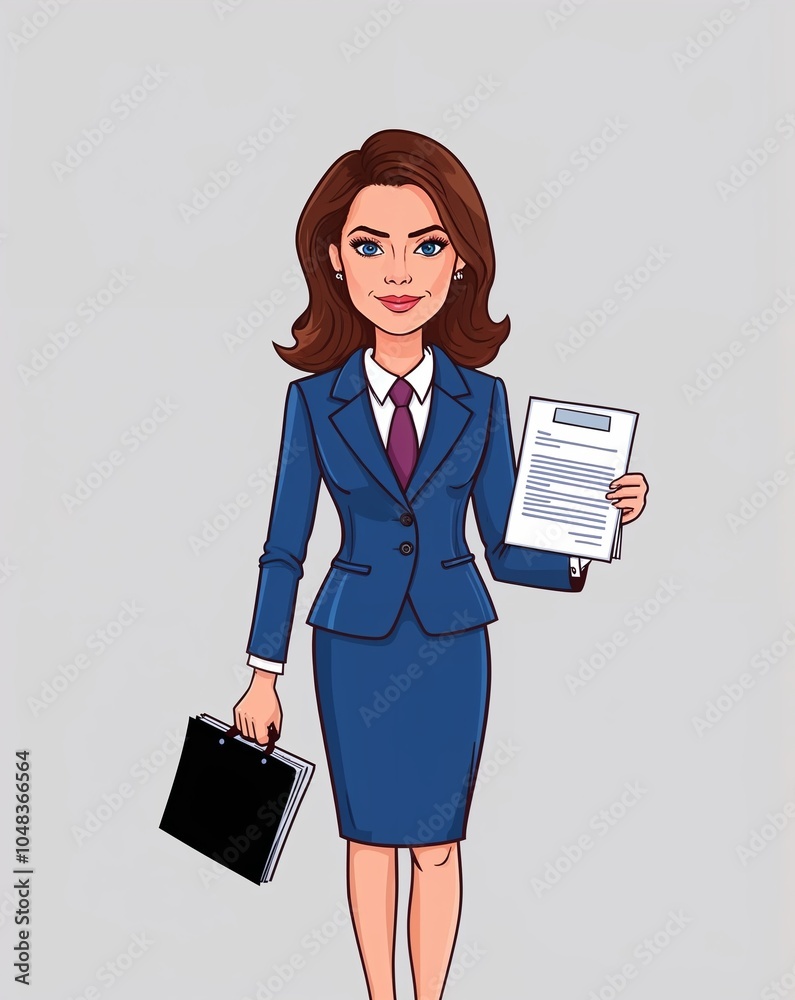 Hand drawing clipart of a woman lawyer in a suit holding legal ...