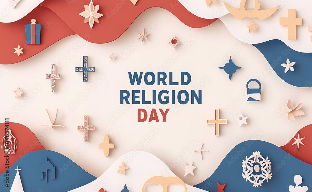 World religion day background with different religious symbols and text ...