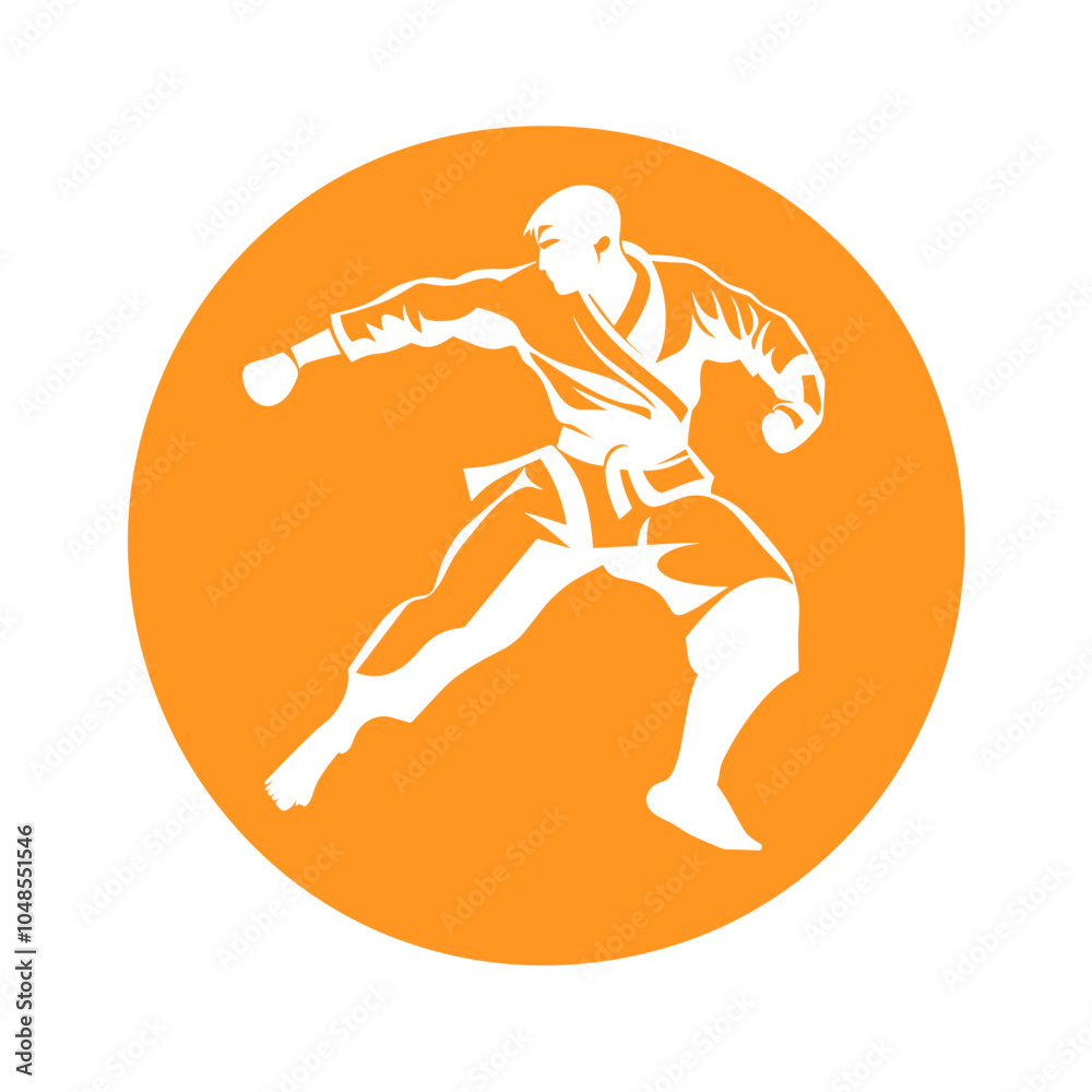 Logo of a Taekwondo Athlete Demonstrating a Flying Side Kick - Dynamic ...