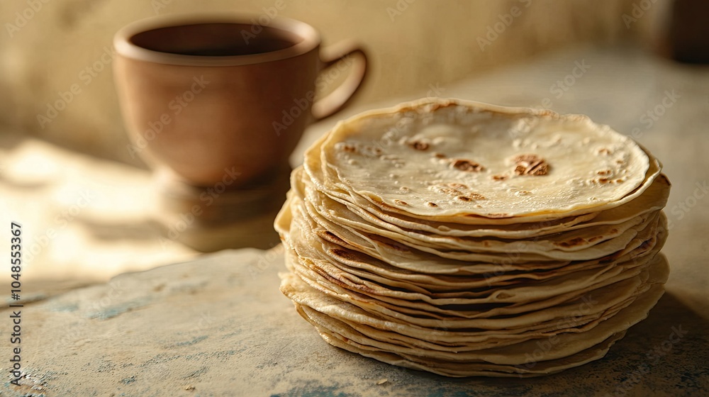 A stack of crispy sweet roti layered with butter and sugar, glistening ...
