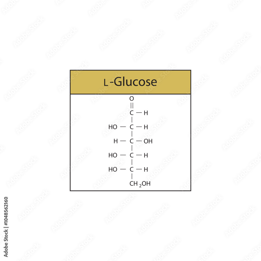 L-Glucose skeletal structure diagram.Sugar compound molecule scientific ...