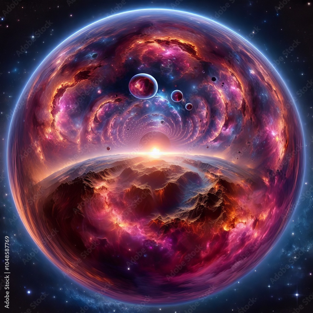 360 degree equirectangular projection space background with nebula and ...