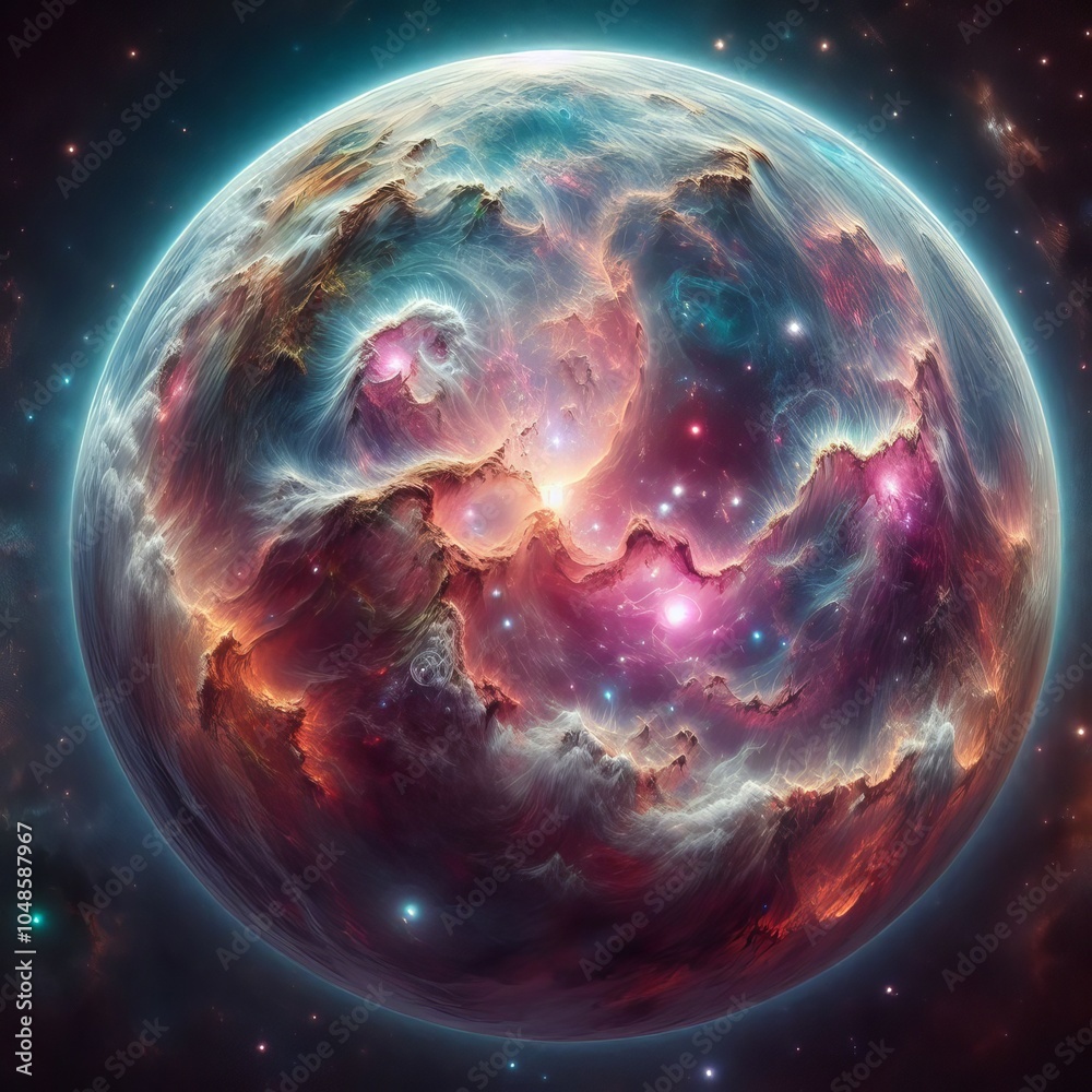 360 degree equirectangular projection space background with nebula and ...