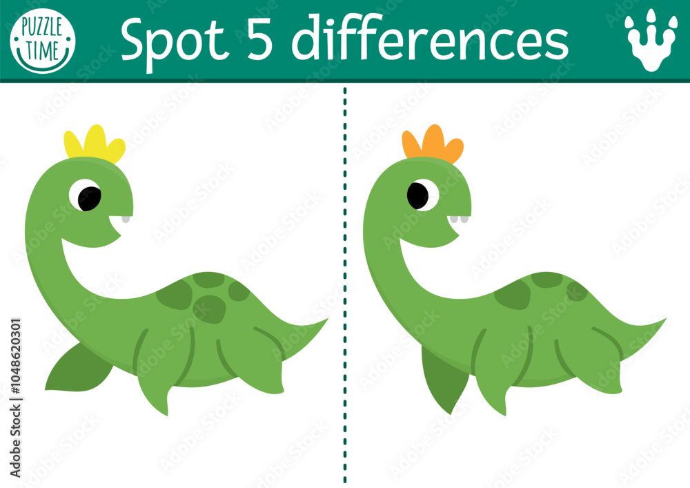 Find differences game for children. Dinosaur educational activity with ...