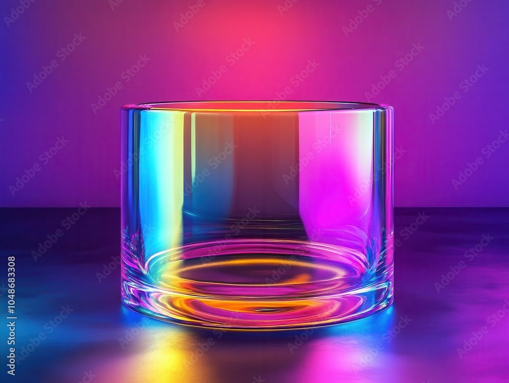 iridescent glass light emitter rendering with dynamic neon gradients ...