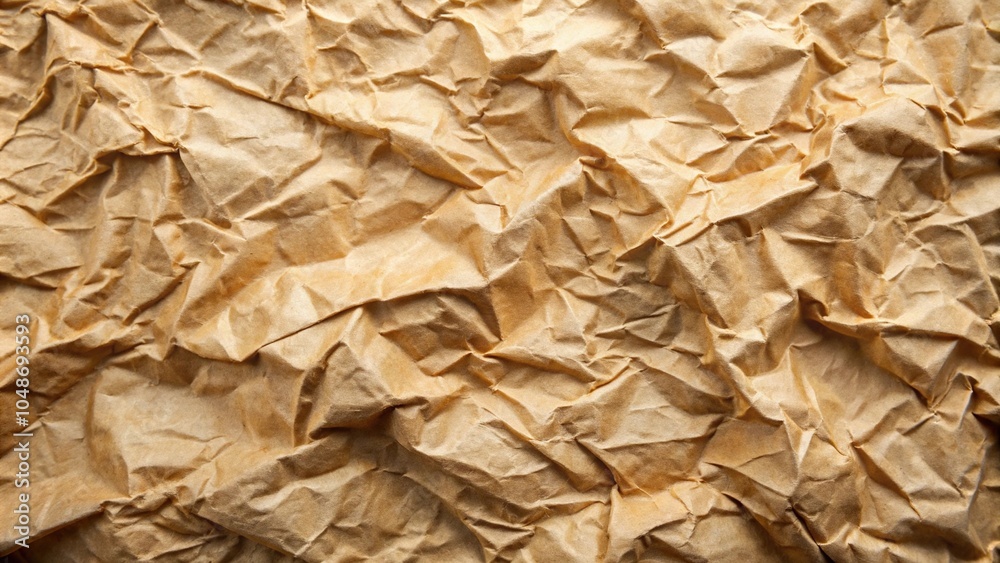 Close-up of crumpled paper texture with deep creases and ridges ...