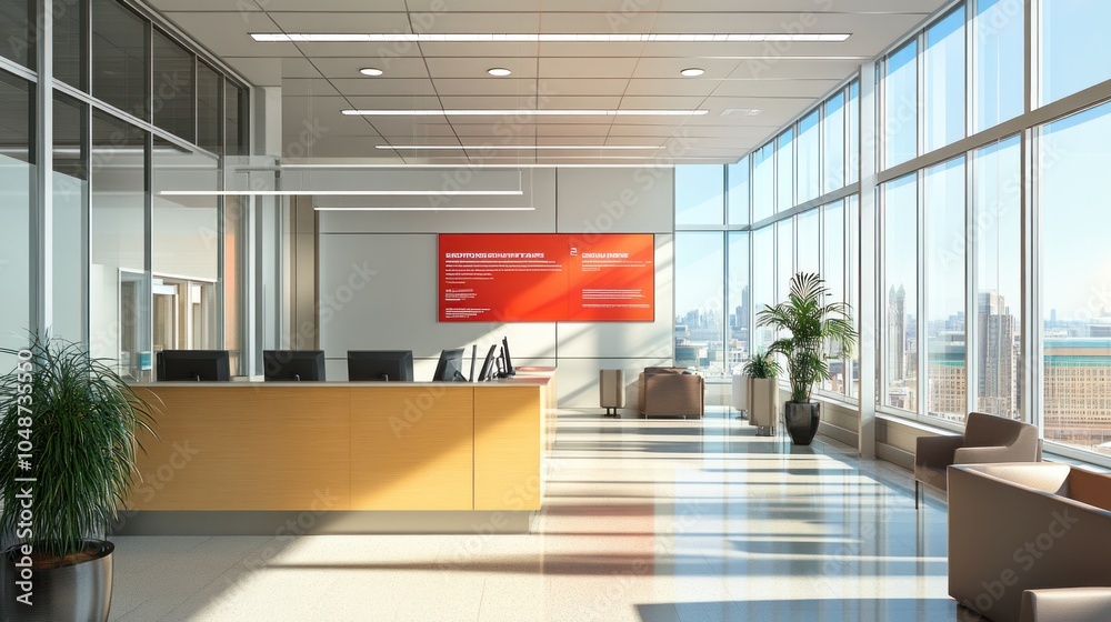 Bank branding elements, such as banners, digital displays, and ...