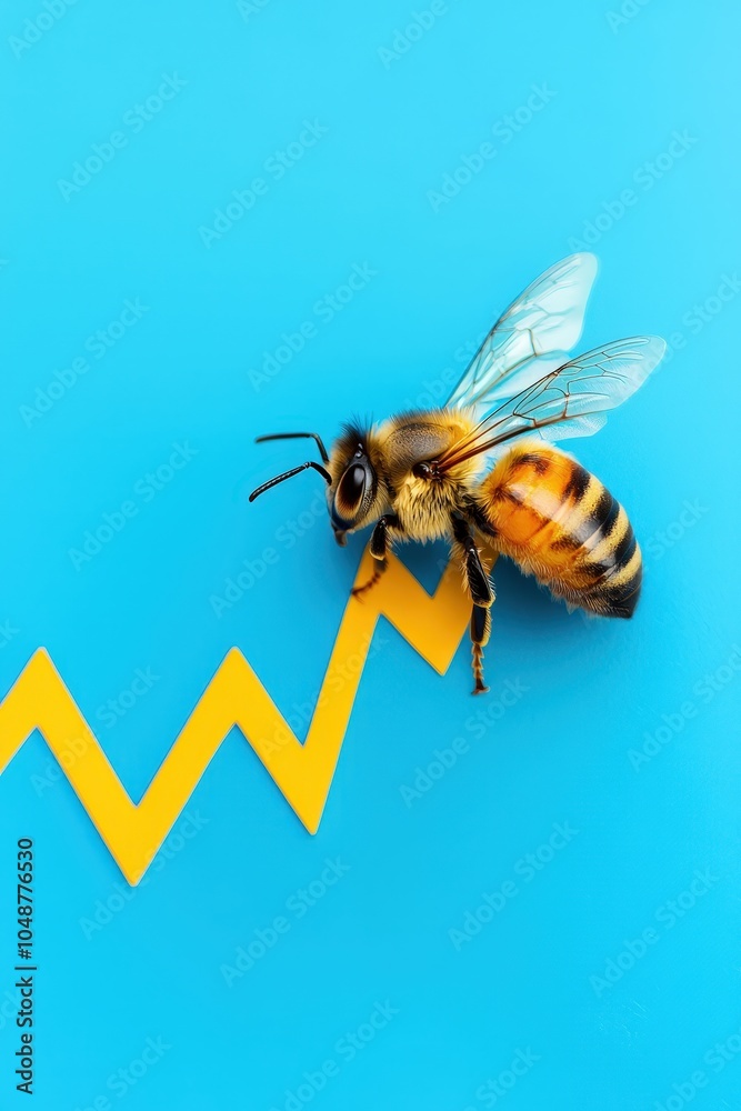 Bee buzzing along a line graph with increasing points, symbolizing ...