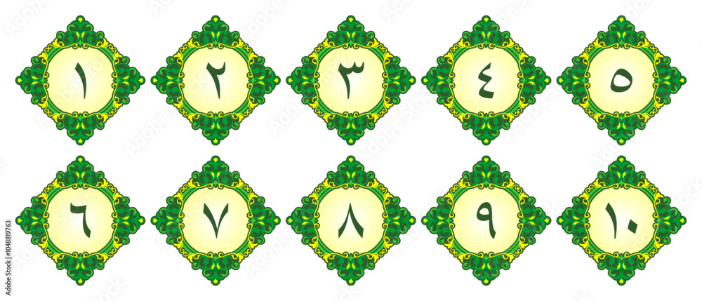 arabic numerals with ornament. Arabic numerals with premium border ...