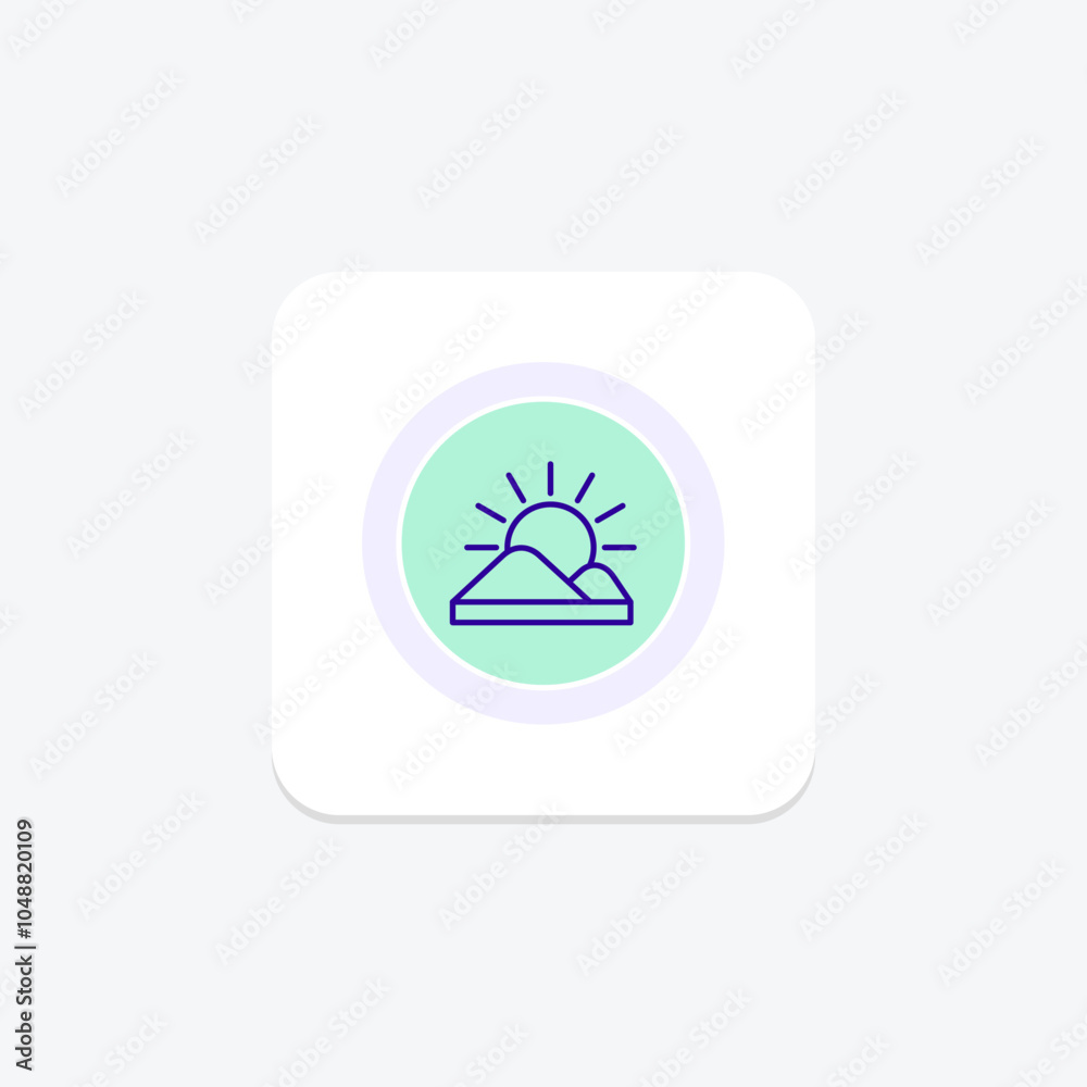 Sunrise icon, nature, sky, morning, sun color circle icon, editable ...