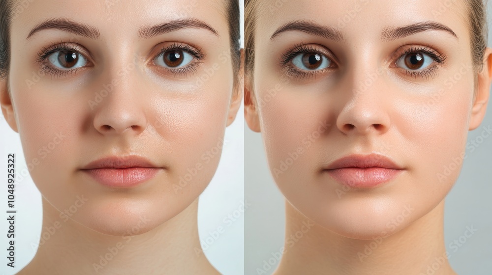 A close-up comparison of a personâ€™s face before and after weight loss ...