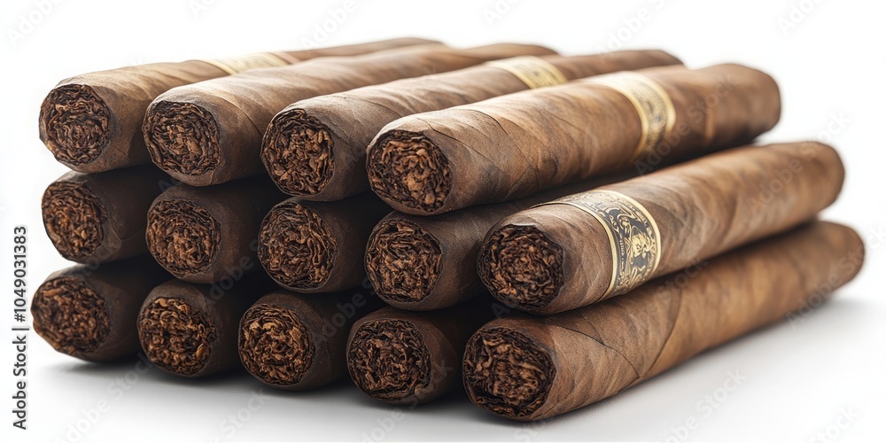 Stack de puros tradicionales en fondo blanco, resaltando lujo y detalle ...