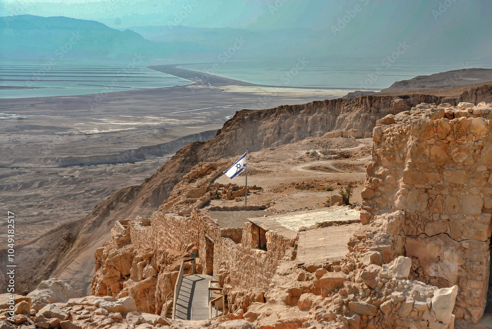 Cable car to access the Masada Fortress, an ancient fortification at ...
