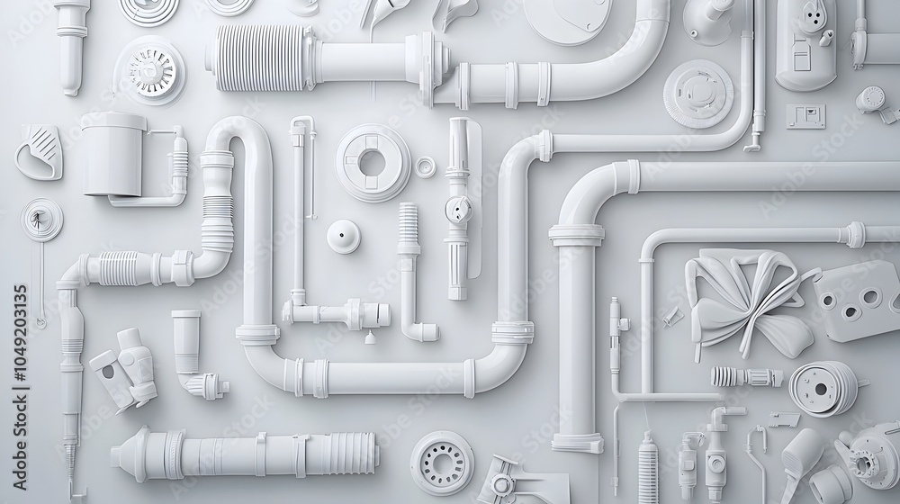 Comprehensive diagram showcasing the intricate network of PVC pipes ...