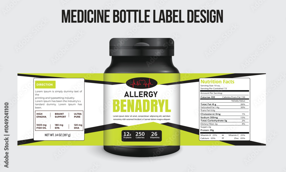 Medicine label, supplement multivitamin label sticker design, and ...