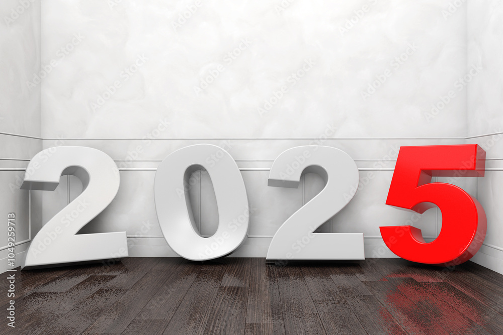 2025 New Year Sign in Empty Room. 3d Rendering Stock Photo | Adobe Stock