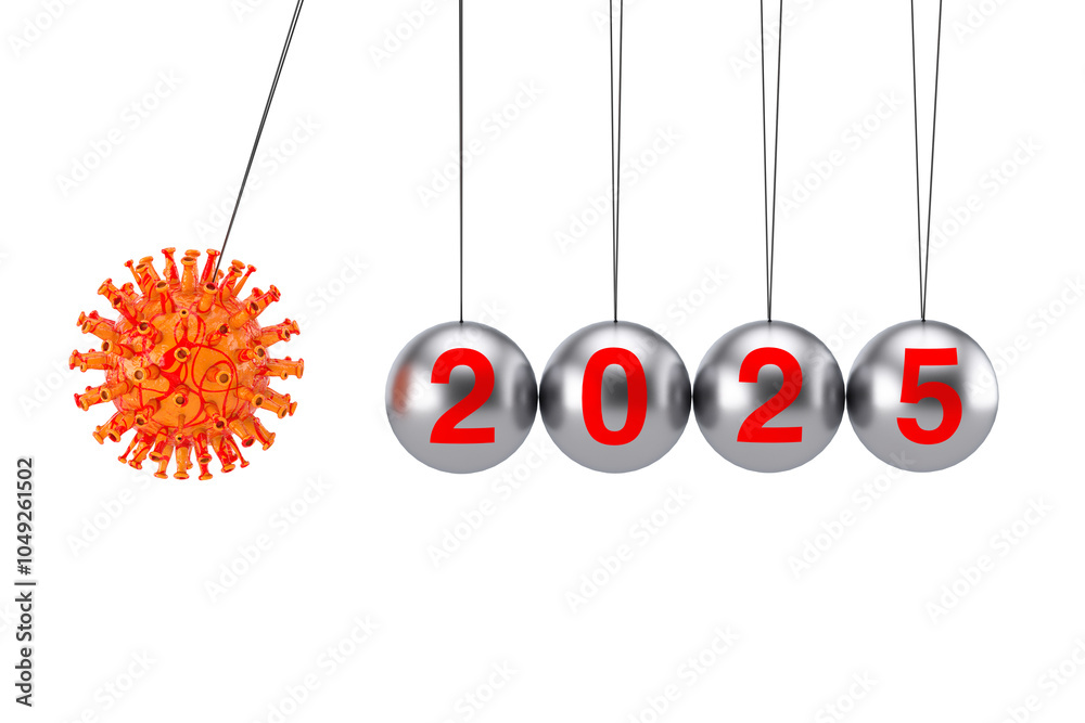 2025 Year World Crisis Concept. Coronavirus COVID-19 Cell Attack ...