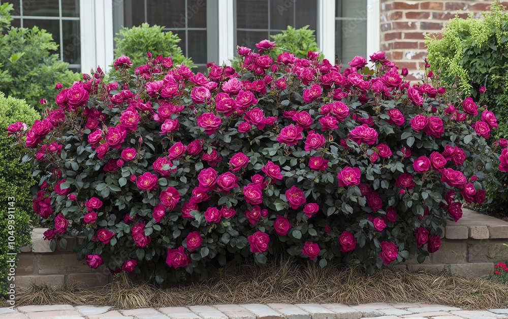 Lush Lady Ryder of Warsaw crimson roses, a modern British shrub by ...
