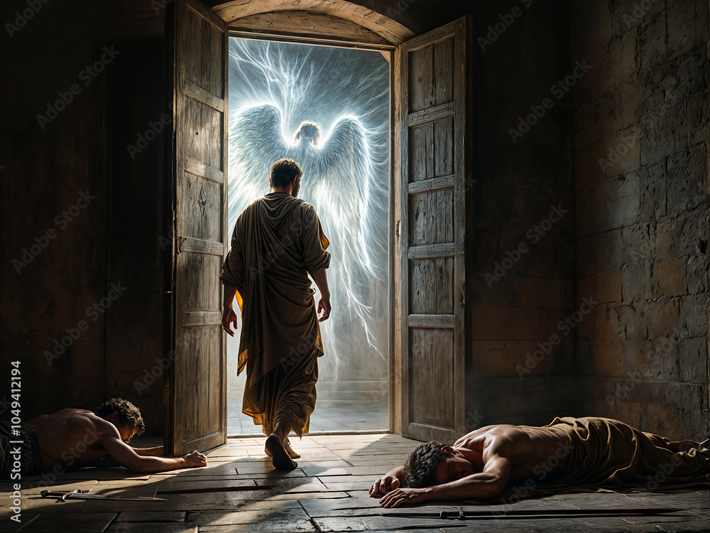 Gospel Images from the Bible NT - Peter is rescued from prison by an ...