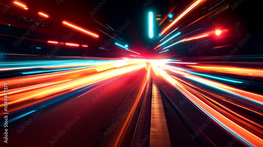 Dynamic light movement and high speed effects, traffic movement and ...