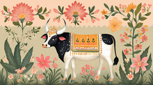 Cow Flowers Art Illustration Free Stock Photo - Public Domain Pictures