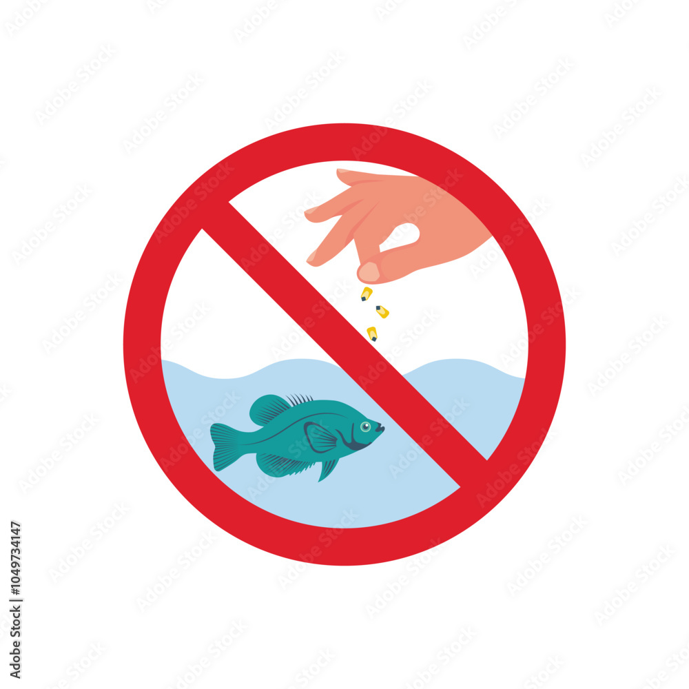 Vector de Stock Do not feed the fish sign on a white background ...