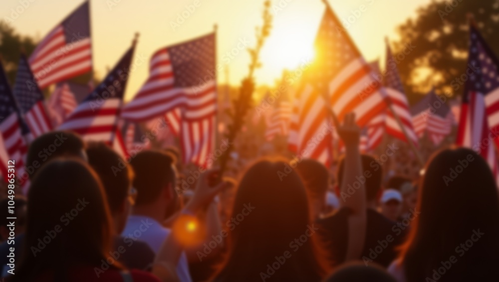 Evening Background of crowd at political rally in the United States ...