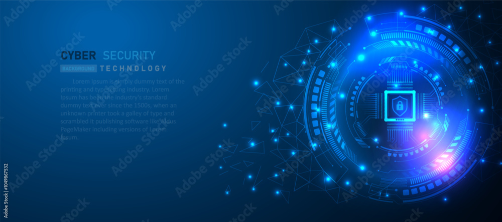 Cyber security vector background, shield lock in futuristic Concept of ...