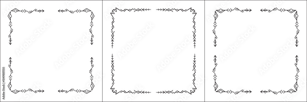 Frame set. Three frames with elegant black and white ornamental frame ...