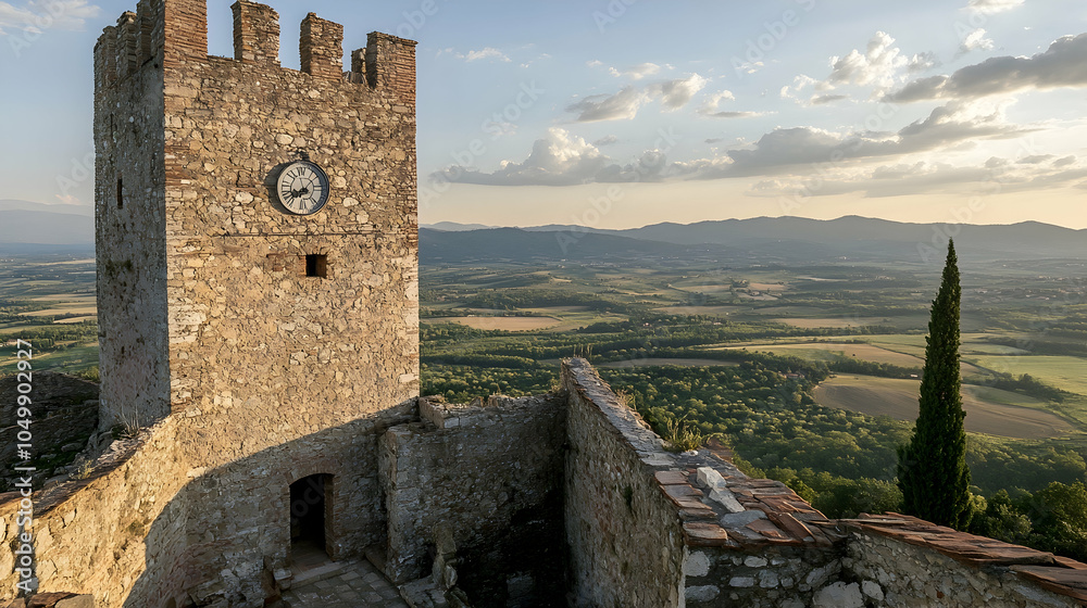 Ancient Stone Clock Tower With Panoramic View, stone tower, ancient ...