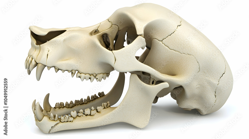 Animal Skull with Open Mouth, bones, teeth, jaw, anatomy, biology Stock ...