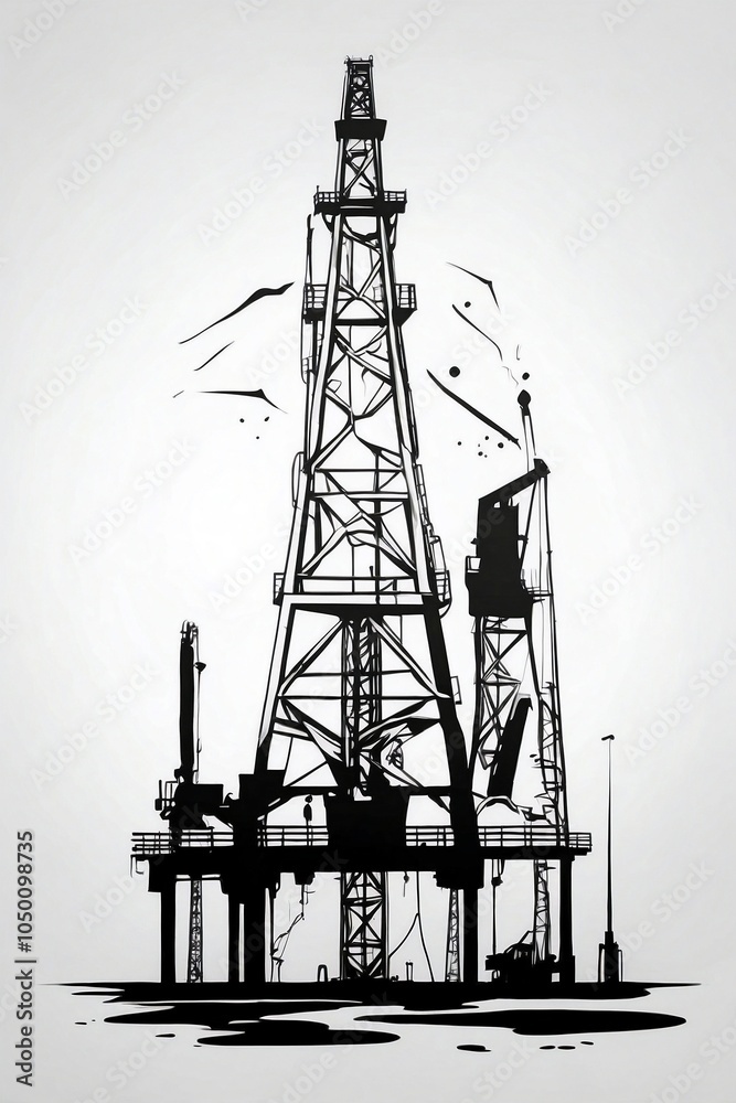Minimalist Oil Rig Logo on a White Background, Designed in Minimalism ...
