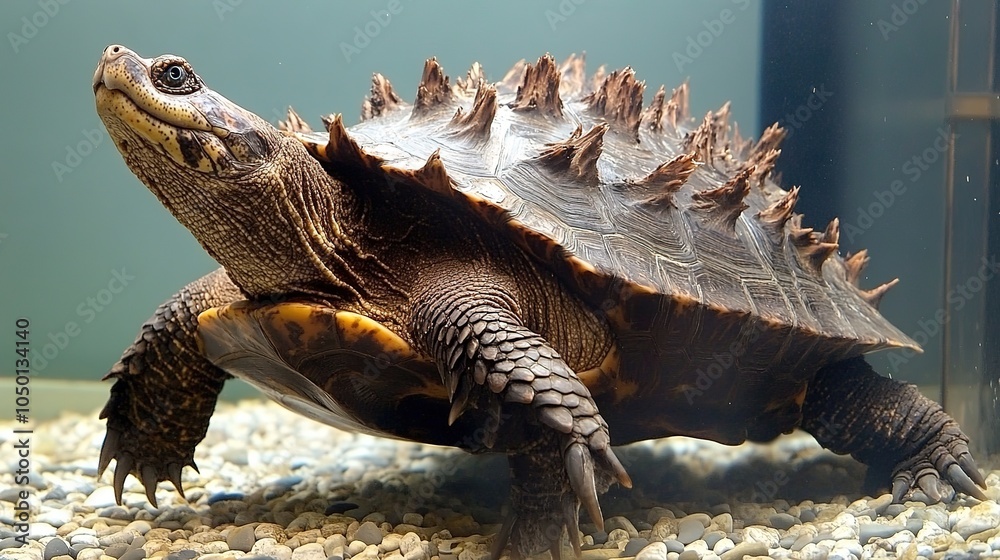 Alligator Snapping Turtle Portrait Showcasing the Unique Features and ...