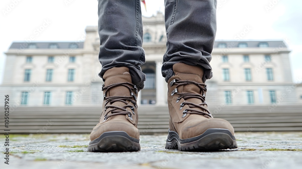 Exploring Cultural Heritage Tourist in Walking Shoes on Grand Staircase ...