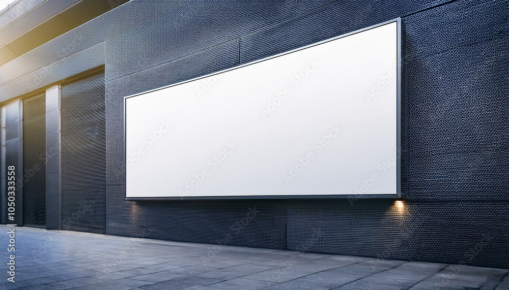 Perspective view on blank white illuminated rectangular poster on ...