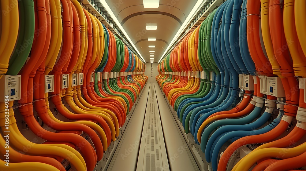 Organized Wiring Panels with Color-Coded Cables A wiring panel with ...