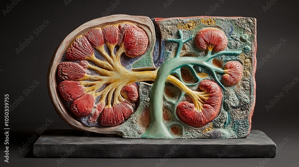 Vibrant Kidney Model Poster: Explore Nephrons and Renal Pelvis in ...