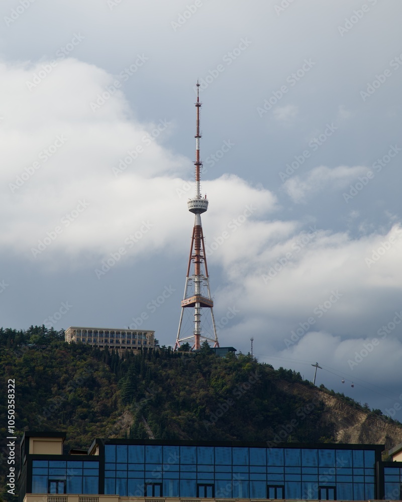 Tbilisi TV broadcasting communications tower located in Mtatsminda Park in Tbilisi, capital of ...