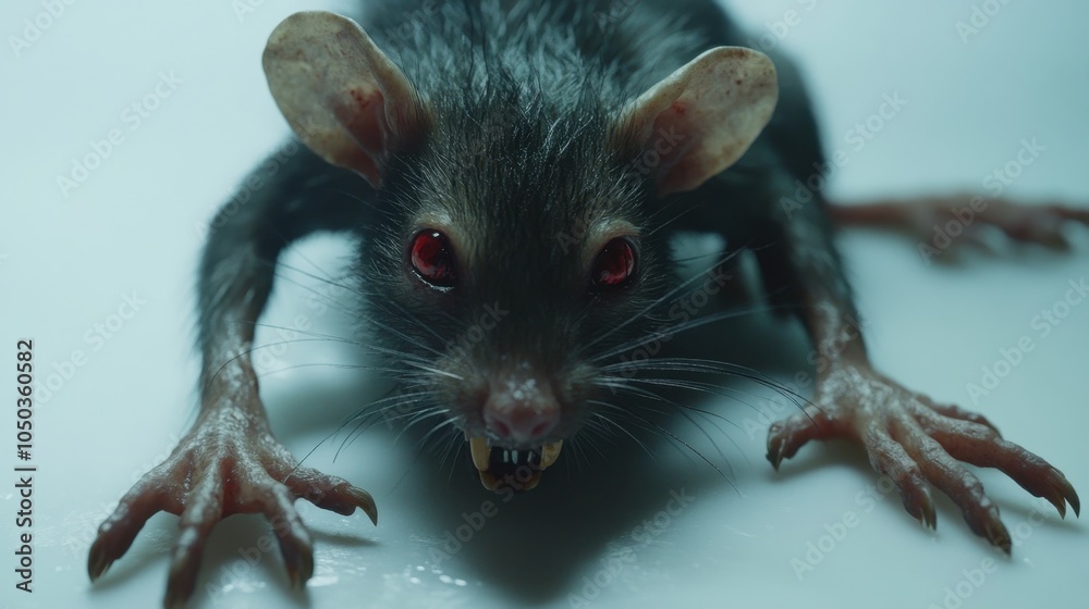 Humanoid rat with a grotesque appearance, sharp claws and piercing red ...