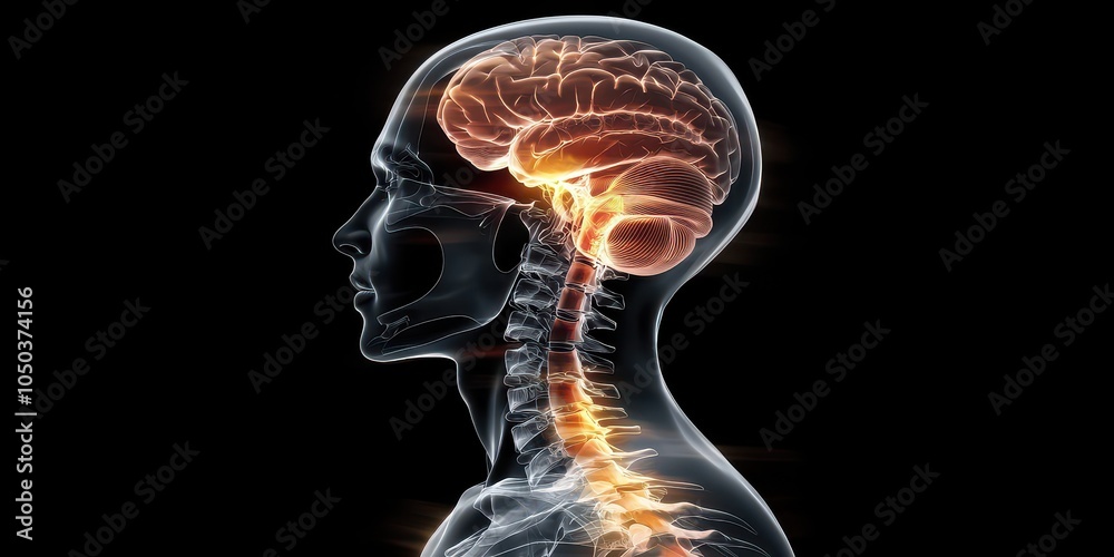 MRI imaging showing a side view of the neck, highlighting cervical ...