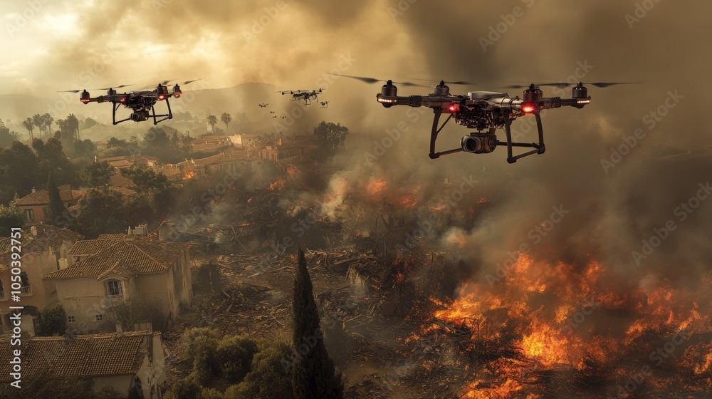 An AI-controlled drone swarm being used to survey and map disaster ...