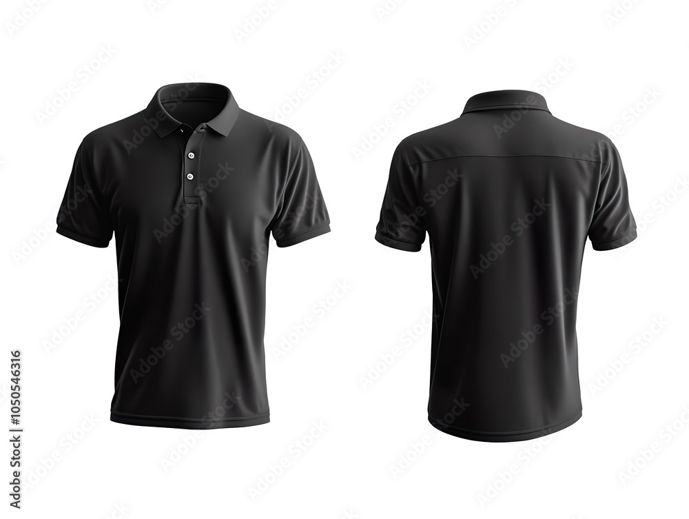 plain black polo shirt mockup design front and back view isolated on ...