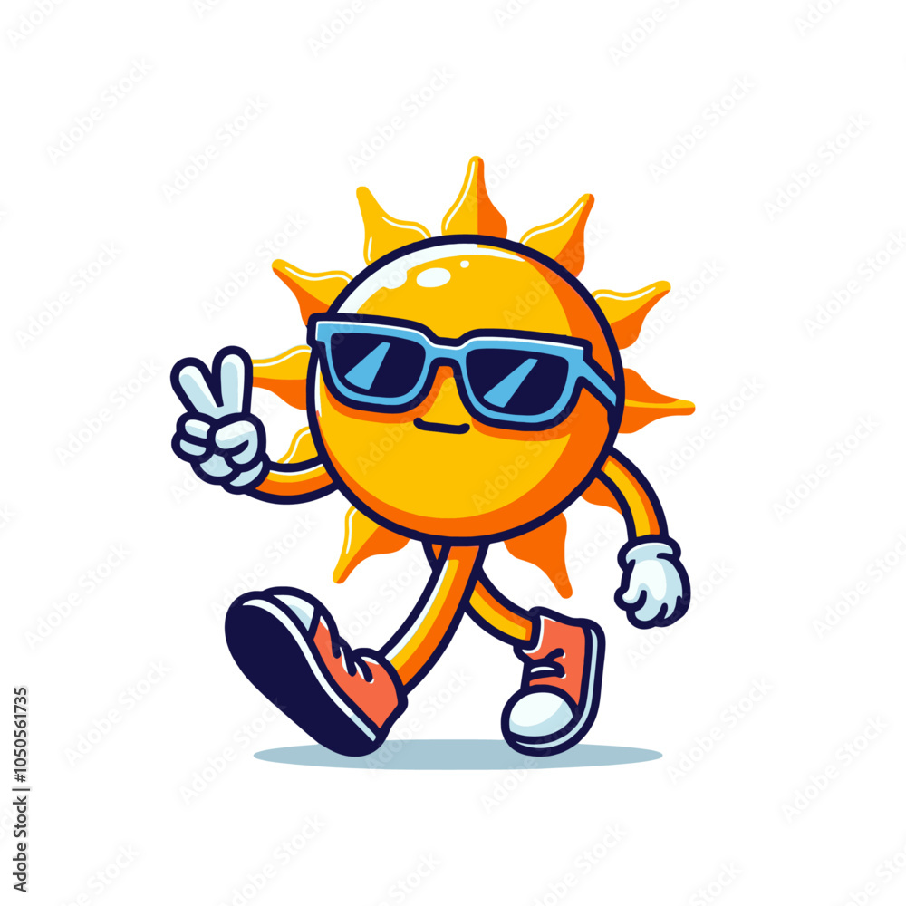 Cartoon sun character mascot isolated vector illustration Stock Vector ...