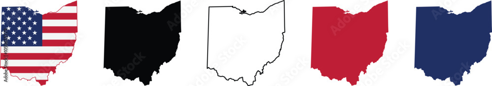 Ohio map icon set, Ohio map isolated on transparent background, vector ...