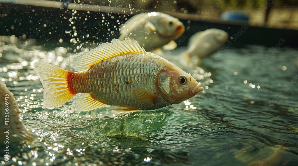 vibrant tilapia fish swimming in crystal clear water on a beautiful ...