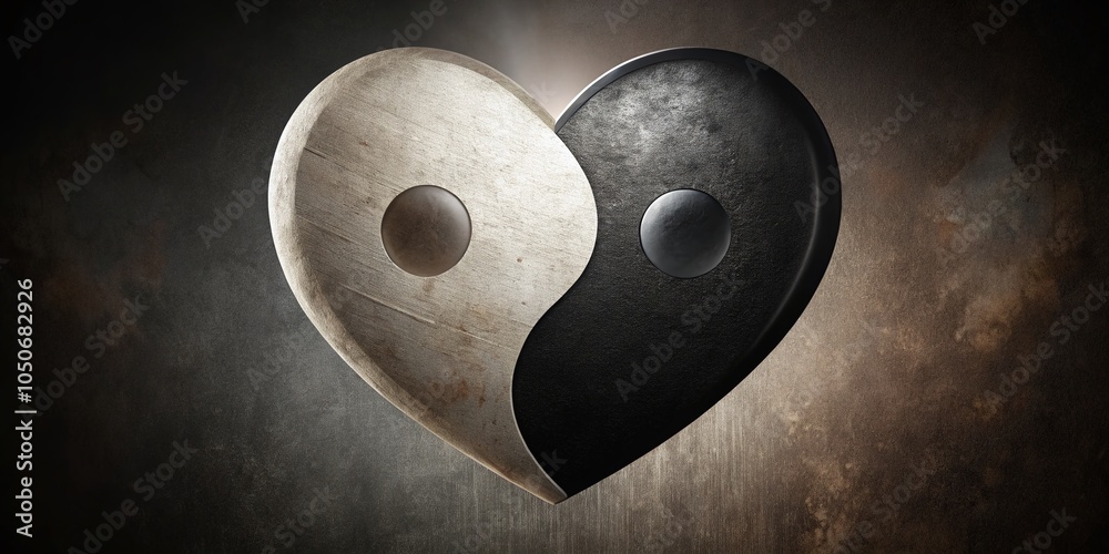 Opposites Attract: Silhouette of Yin and Yang Hearts in Union ...